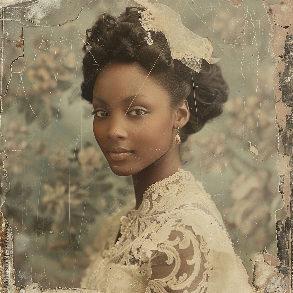 vintage photograph of an african american woman in traditional lace ...