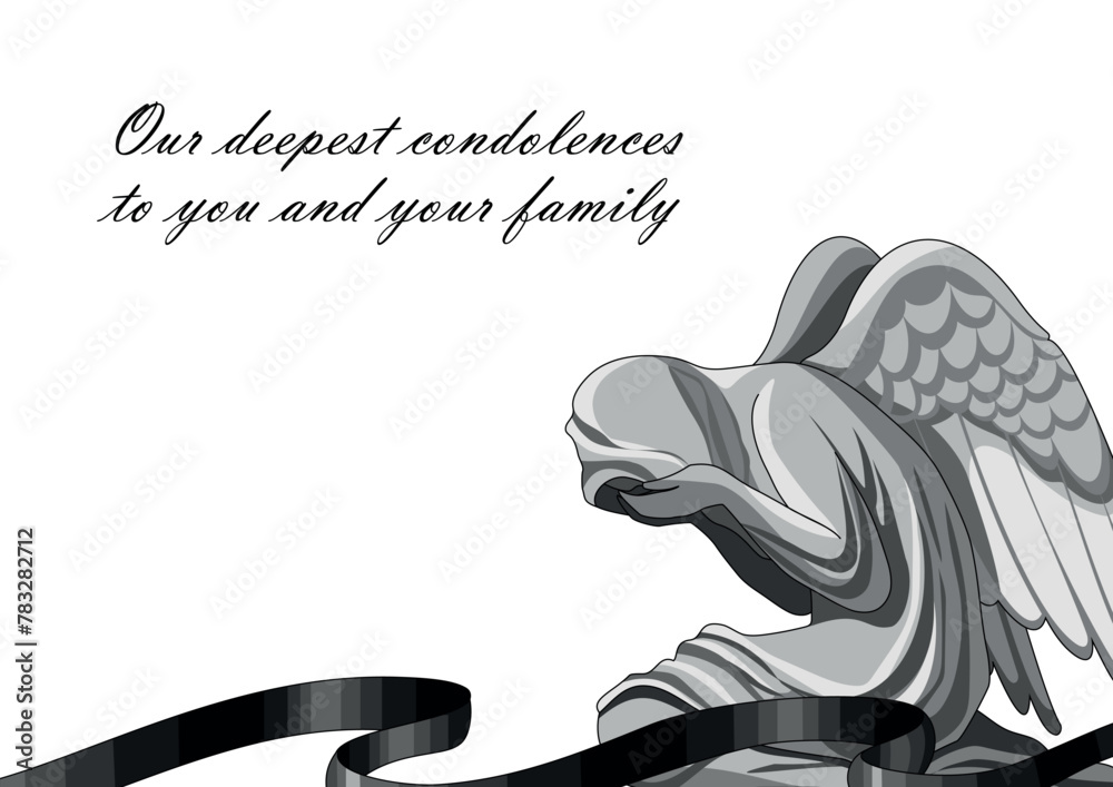 A letter of condolence on the death of a man. A kneeling weeping angel ...