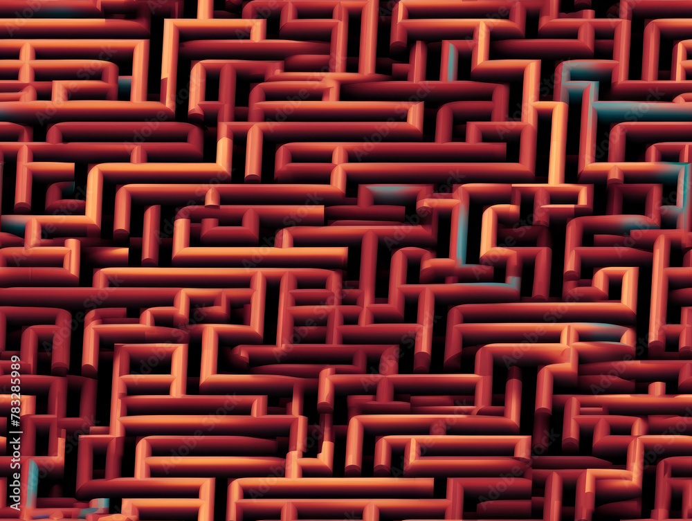 Seamless maze pattern in 3d style, metallic wallpaper design ...