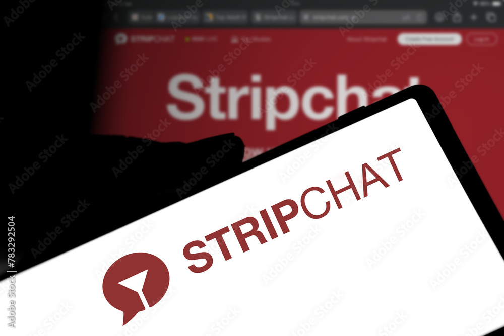 Dhaka, Bangladesh- 13 Apr 2024: Stripchat logo is displayed on smartphone. Stock Photo | Adobe Stock
