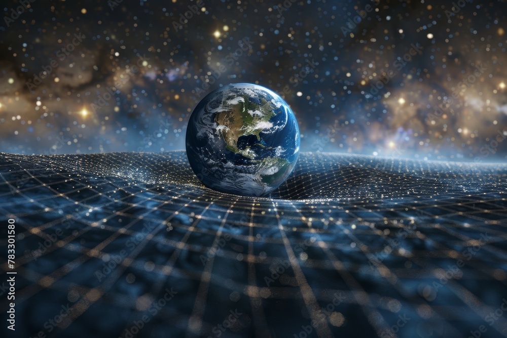 Earth gravity bends space around it. Earth bends space, distorting the ...