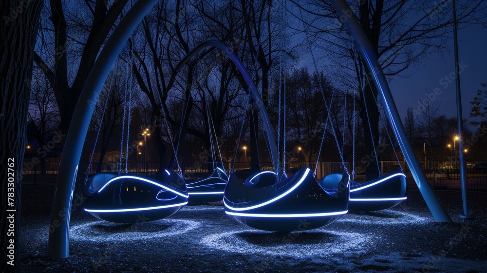 Futuristic swings that move with a touch AI generated illustration ...