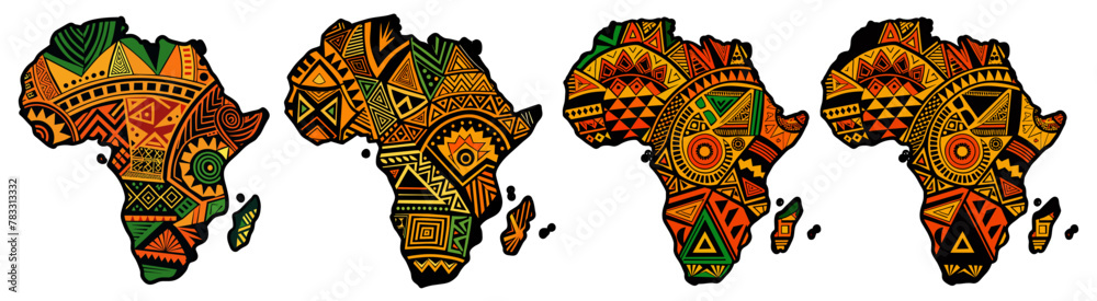 Vecteur Stock Continent Africa, abstract silhouette set of african map ...