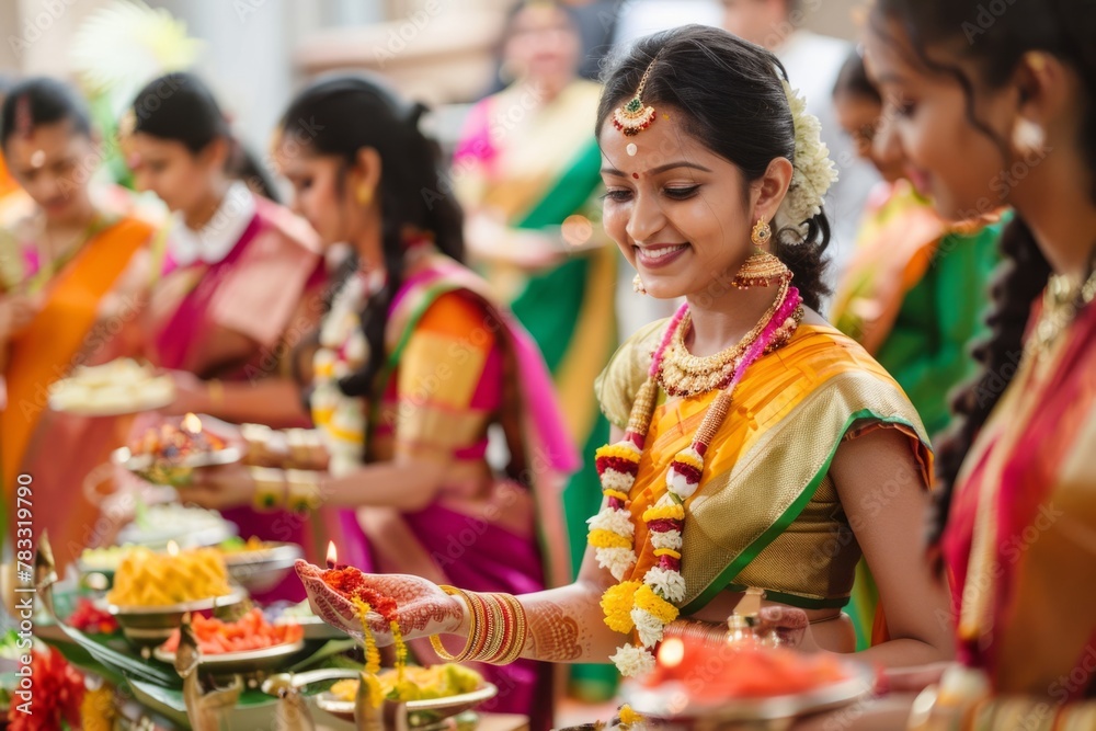 Happy people celebrating Ugadi festival, New Year's Day according to ...