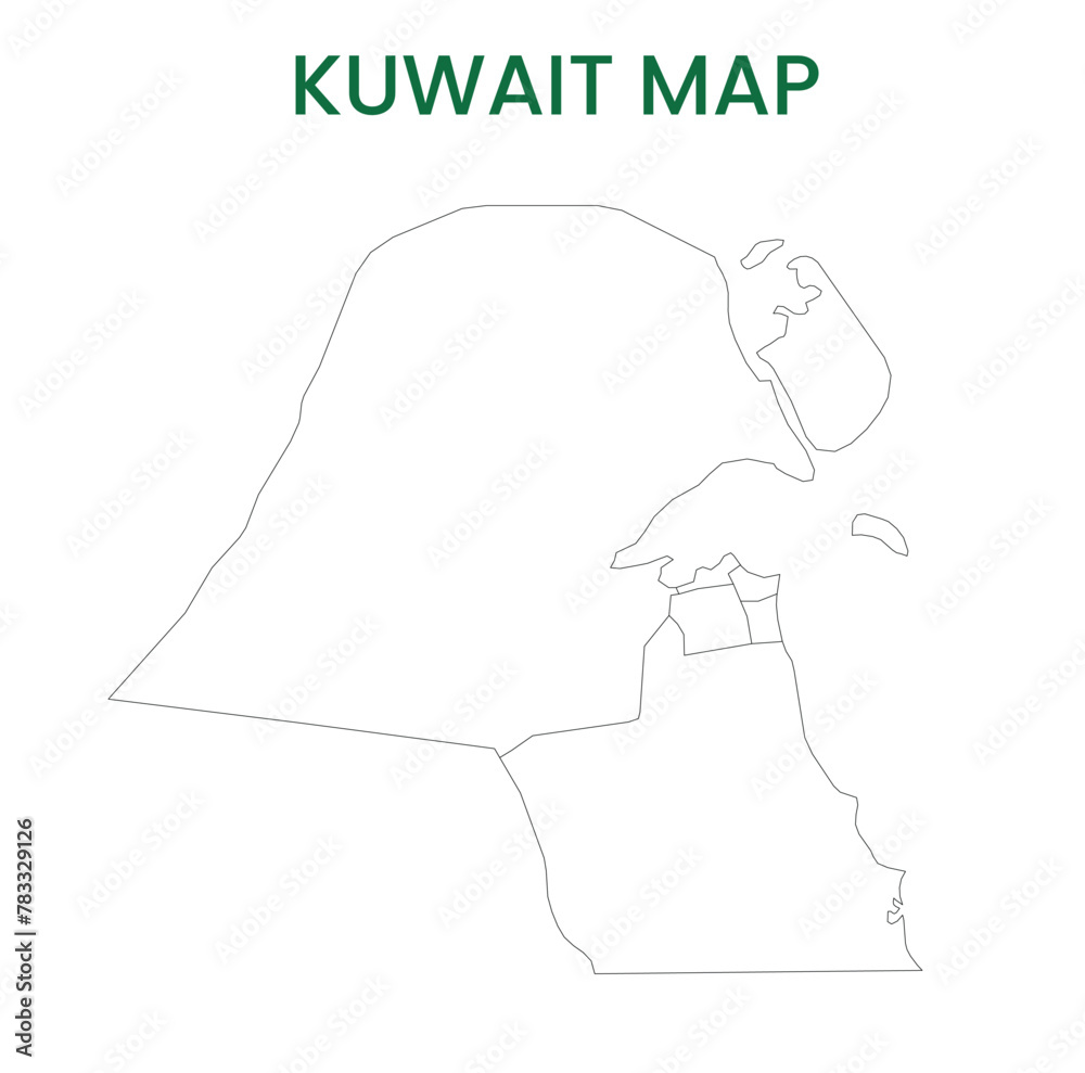 High detailed map of Kuwait. Outline map of Kuwait. Asia Stock Vector ...