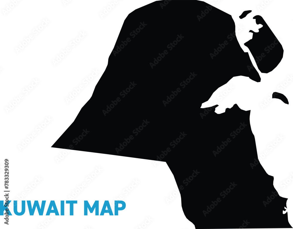 Vetor de High detailed map of Kuwait. Outline map of Kuwait. Asia do ...