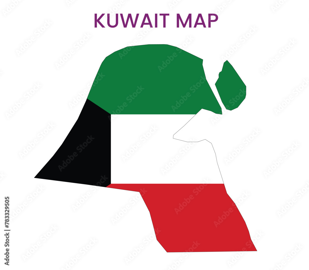 High detailed map of Kuwait. Outline map of Kuwait. Asia Stock Vector ...