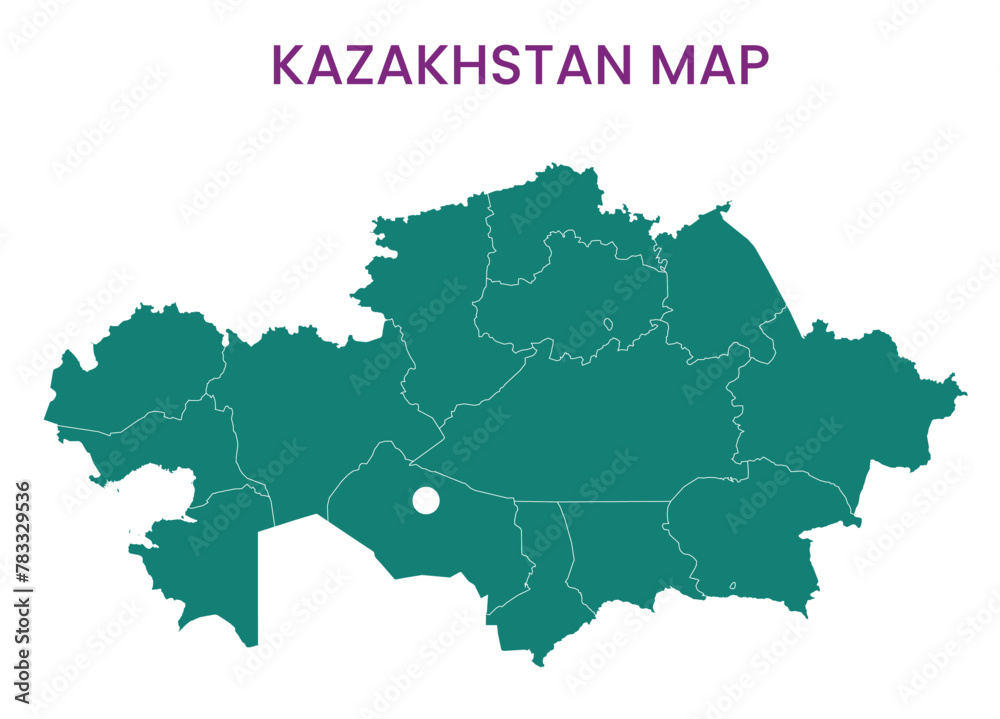 High detailed map of Kazakhstan. Outline map of Kazakhstan. Asia vector ...