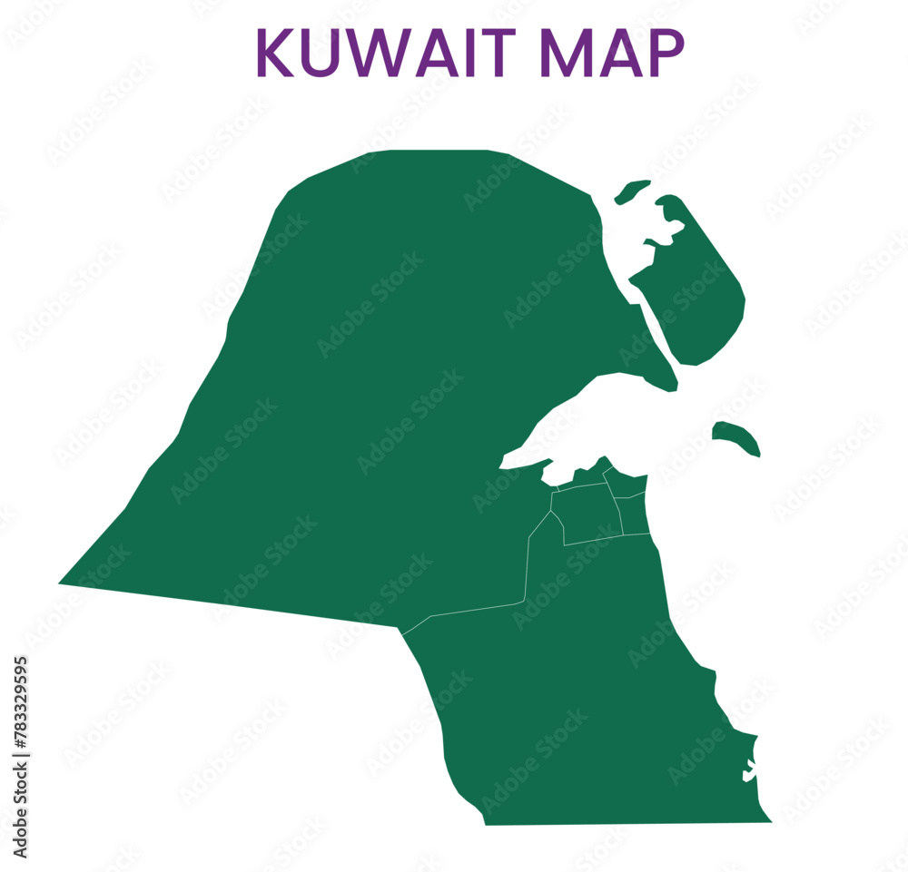 High detailed map of Kuwait. Outline map of Kuwait. Asia Stock Vector ...