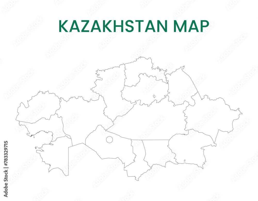 High detailed map of Kazakhstan. Outline map of Kazakhstan. Asia Stock ...