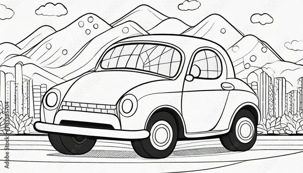 Coloring illustration of a car, coloring page with cartoon car. Stock ...