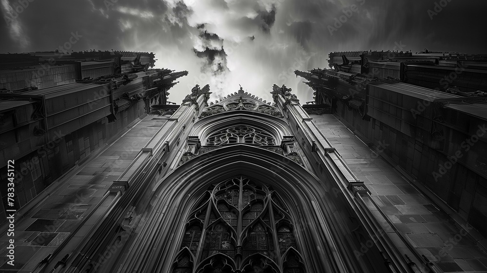 Flying buttress, roof cross facade Stock Illustration | Adobe Stock