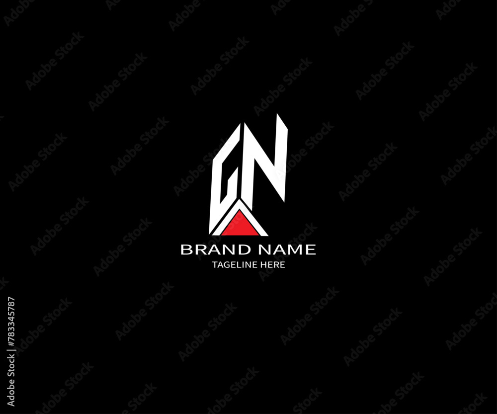GN letter logo design with black background in illustrator. Vector logo ...