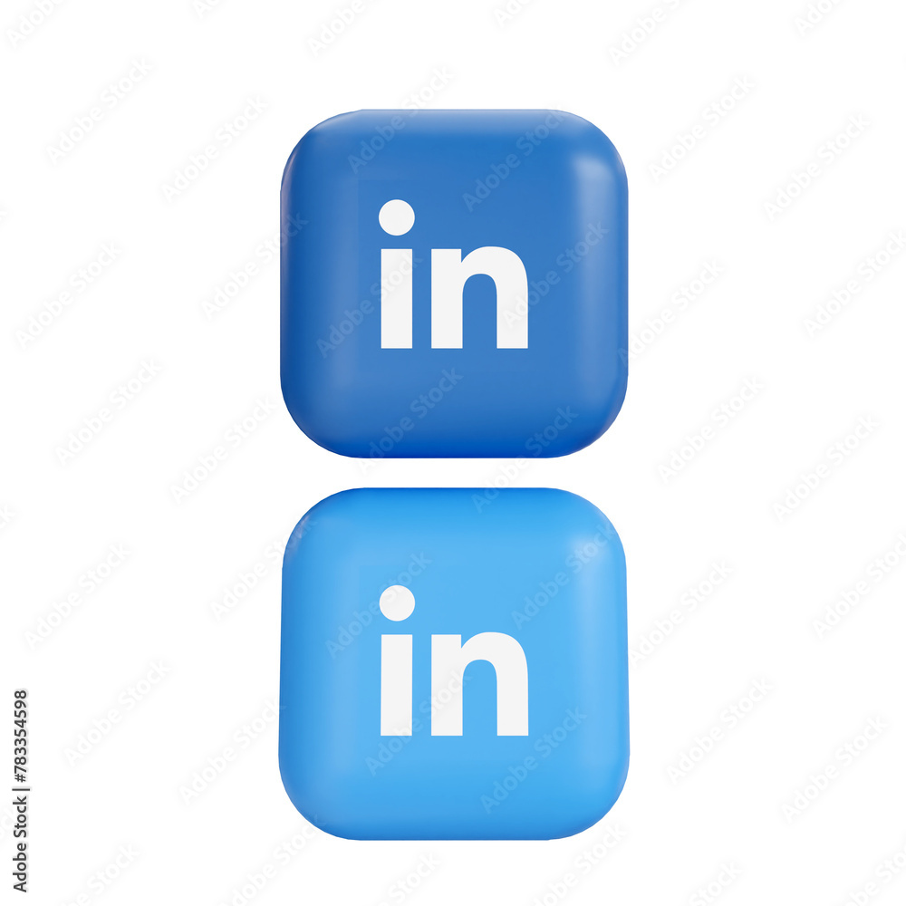 Set of collection LinkedIn social media, 3D buttons, isolated LinkedIn ...