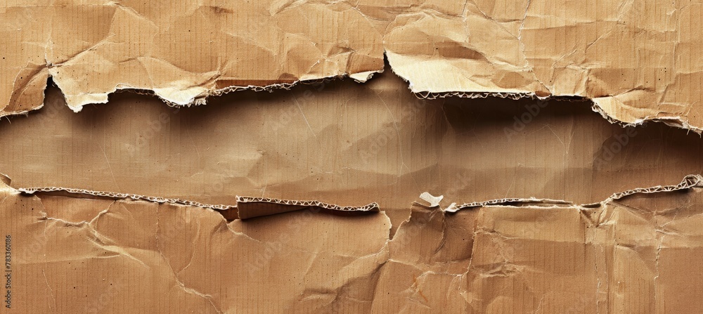 A torn cardboard box with visible texture and ripped edges for ...