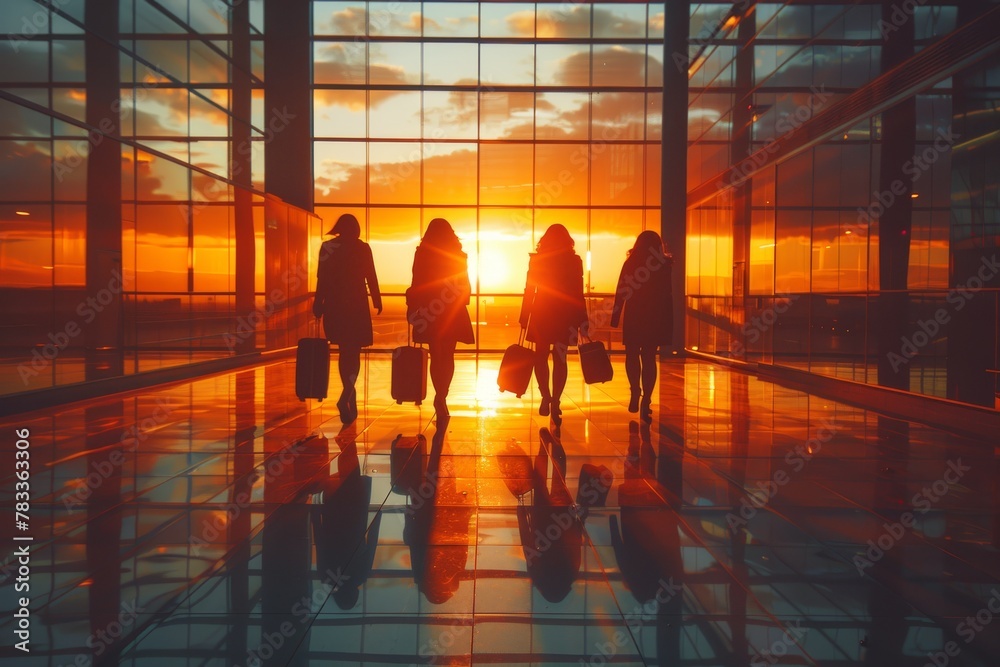 world civil aviation flight day. The warm glow of sunset lights up the ...