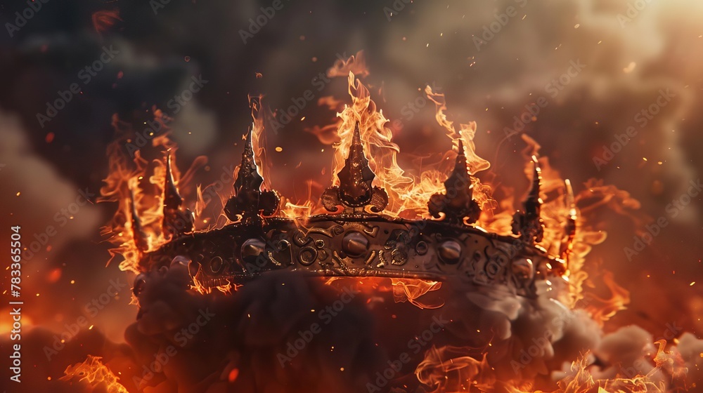fiery medieval kings crown rise and fall of an empire concept digital ...