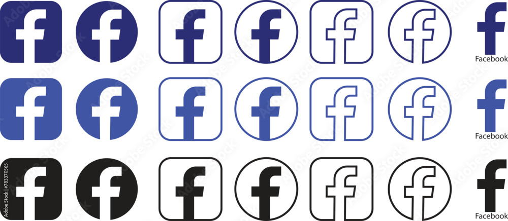 Facebook logo set isolated on white background. Social media icons ...