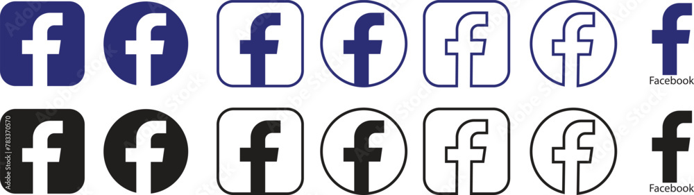 Facebook logo set isolated on white background. Social media icons ...