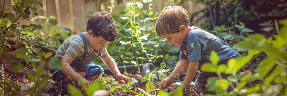 Bug Catching Adventure: Children Exploring a Garden to Catch and Study ...