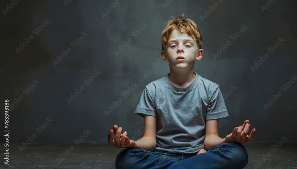 Boy with Tourette Syndrome Practicing Mindfulness Meditation. Tic ...