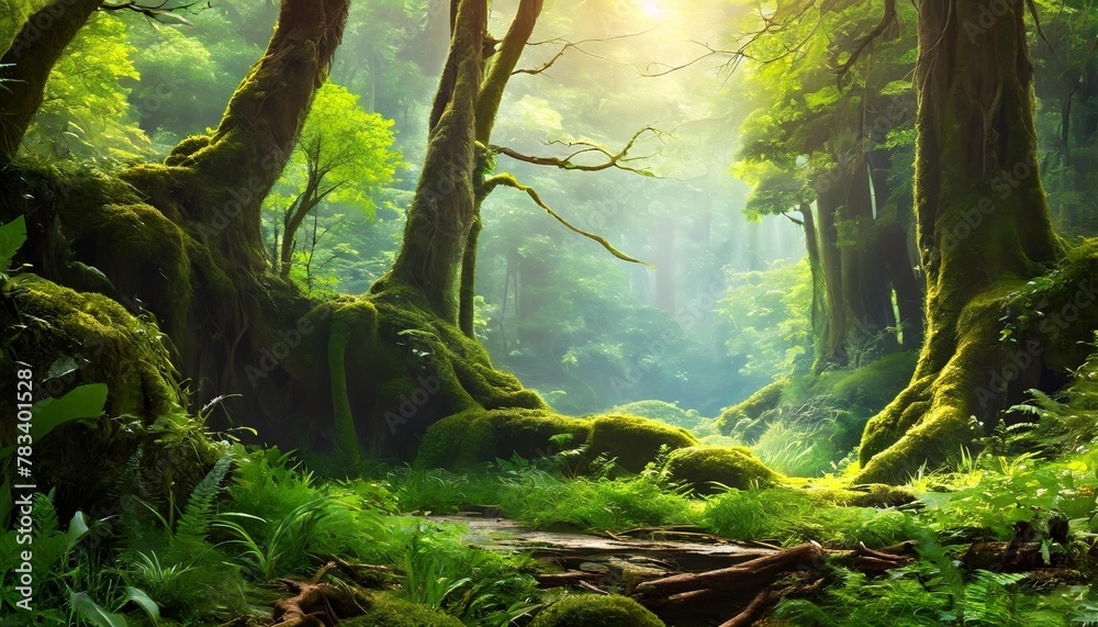 deep forest fantasy backdrop concept art realistic illustration video ...