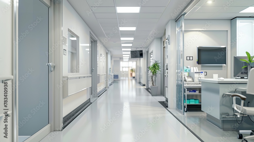 Emergency room. hospital grounds devoid of patients. emergency ...