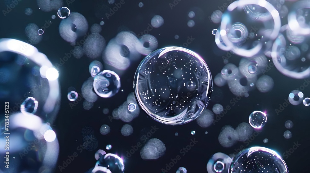 realistic 3d water bubbles floating in space transparent liquid spheres ...