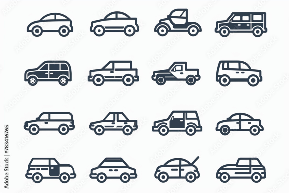 Car dealership, thin line icon set. Symbol collection in transparent ...