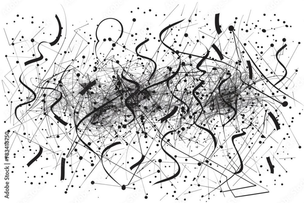 Complex messy connected lines as concept of chaos solving. Process of ...