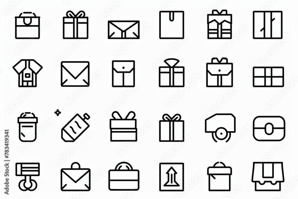 Delivery boxes and package, thin line icon set. Symbol collection in ...