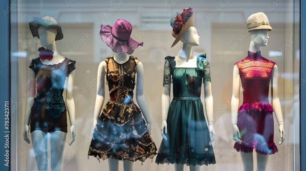 Group of fashion on window model white background Stock Photo | Adobe Stock