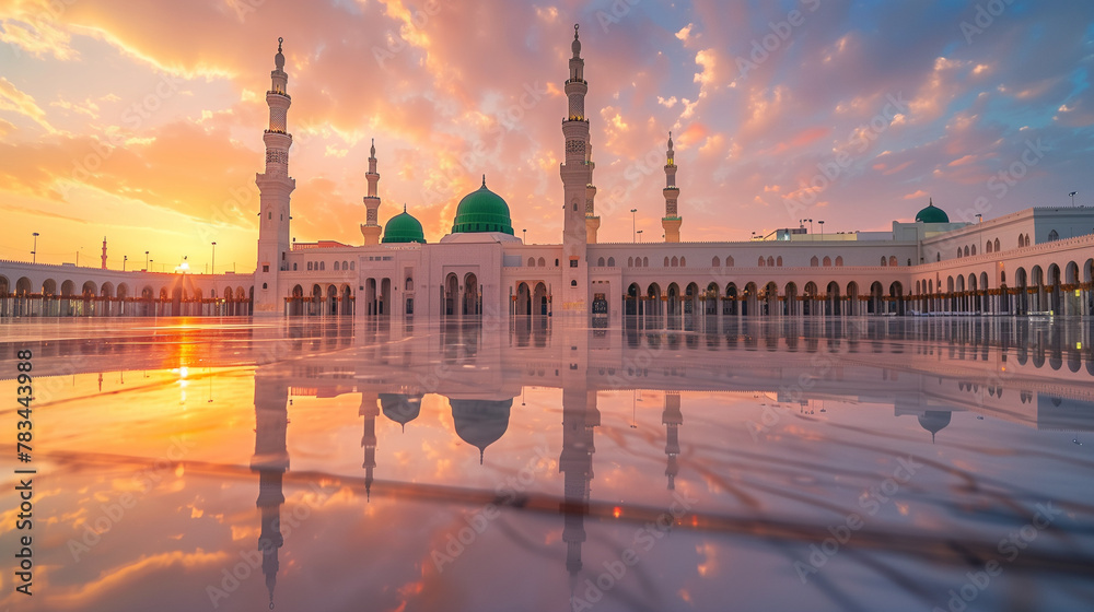 Masjid Nabawi mosque beautiful sunset cloudy, Prophet's Mosque in ...