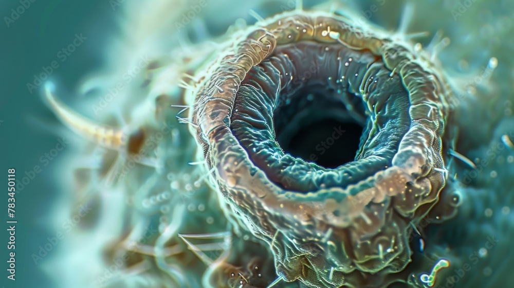 As the magnification increases we get a closer look at the mouth of a ...