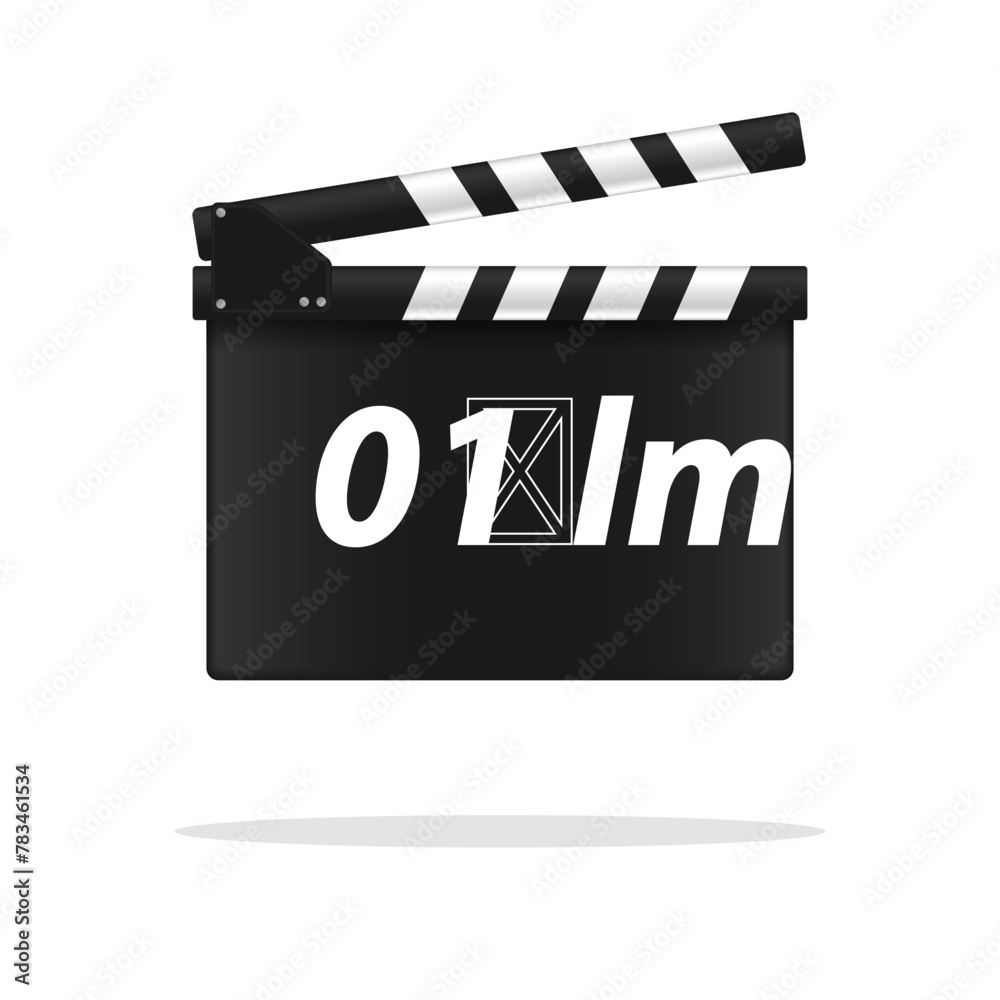Vetor de Realistic black movie clappers board set. Clapboards open and ...