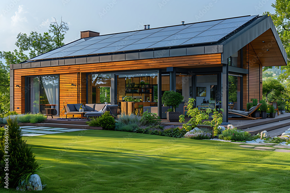 A stunning high-tech house showcases sleek architecture, a lush green ...