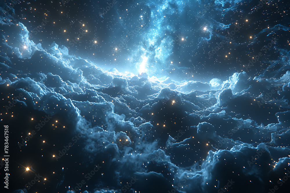 A mesmerizing starfall with falling stars streaking across the night ...