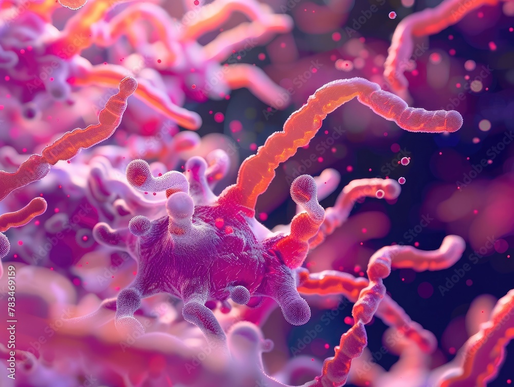 A 3D animated visualization of a bacterial cell synthesizing ...