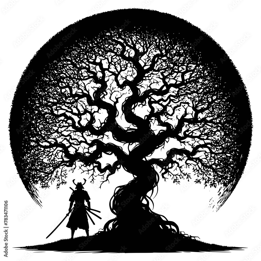Samurai Tree Of Life, Laser cut tree of life Svg, Samurai Vector ...