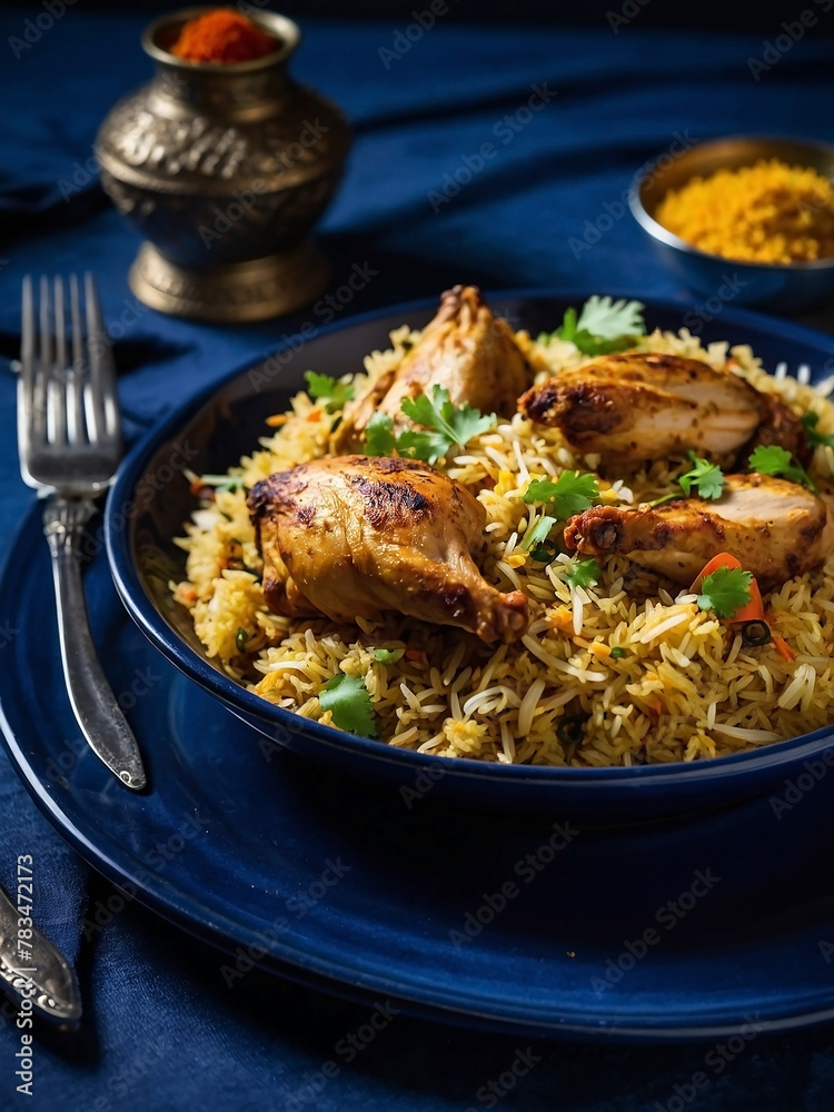 Chicken biryani Spicy Indian Malabar biryani Hyderabadi biryani, Dum ...