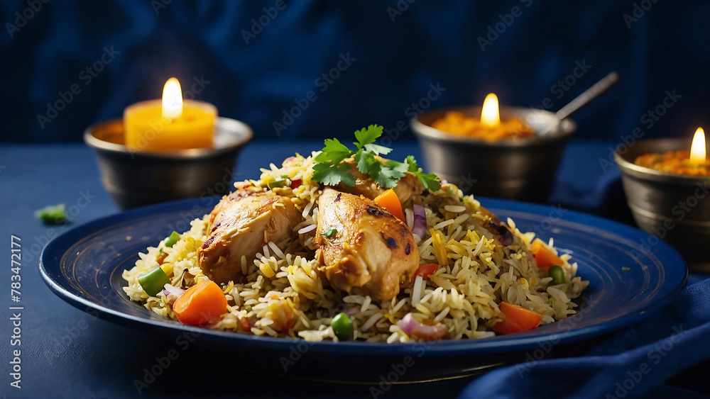 Chicken biryani Spicy Indian Malabar biryani Hyderabadi biryani, Dum ...