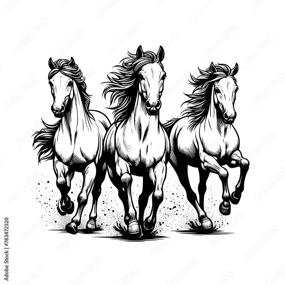 Arabian Horse, Running Horses Gallop thoroughbred Clipart Print vector ...