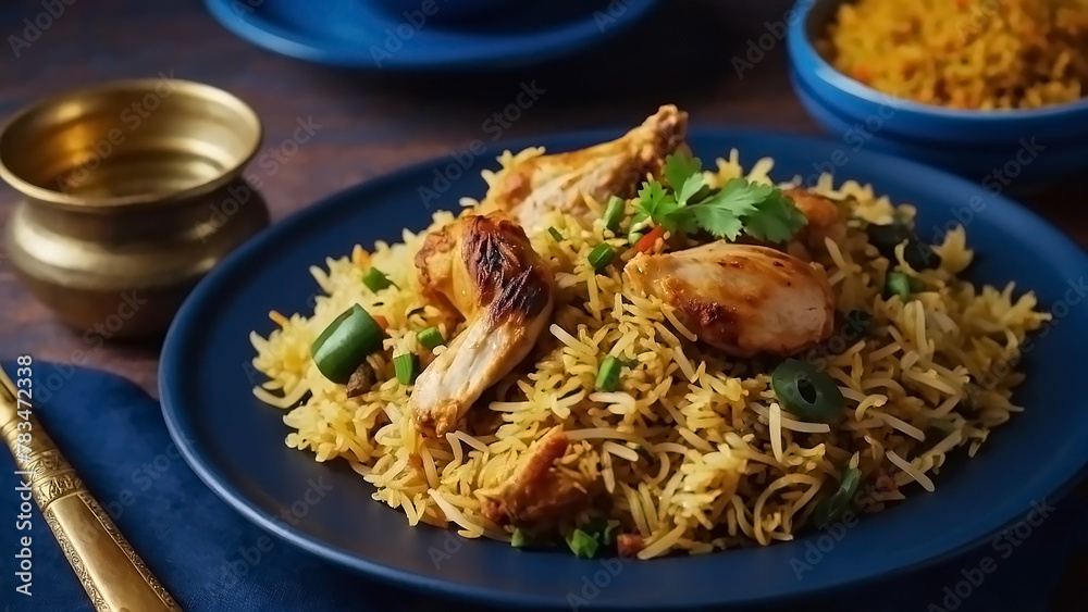 Chicken biryani Spicy Indian Malabar biryani Hyderabadi biryani, Dum ...