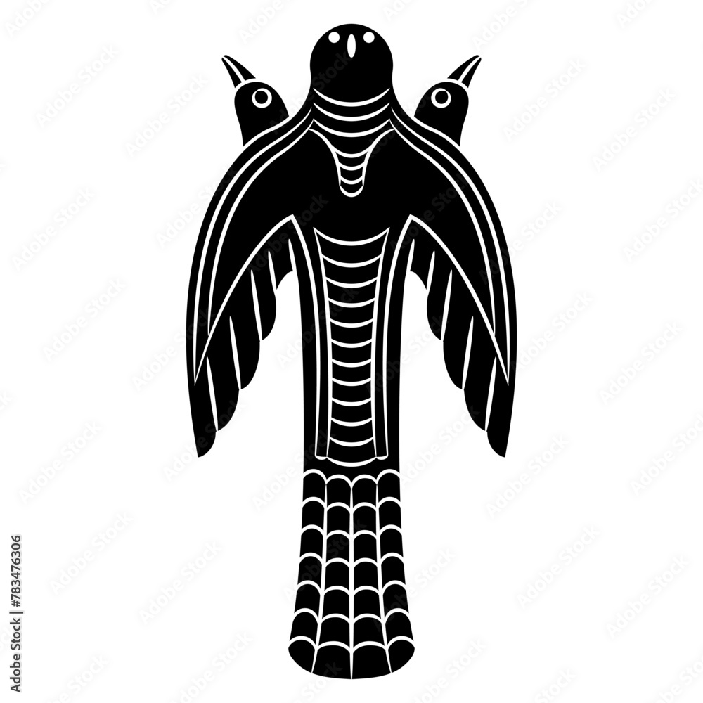 Totem bird. Permian animal style. Ancient Siberian shamanistic idol ...
