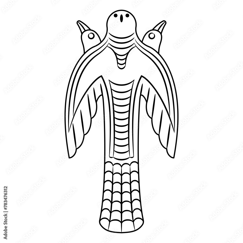 Totem bird. Permian animal style. Ancient Siberian shamanistic idol ...