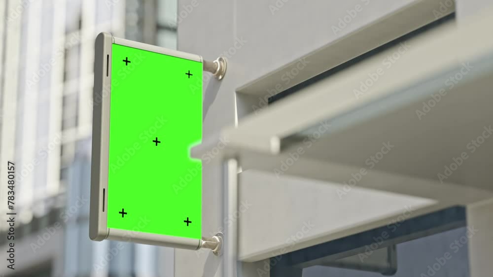 Billboard Green screen Mock-Up are installed outside the building. Or ...