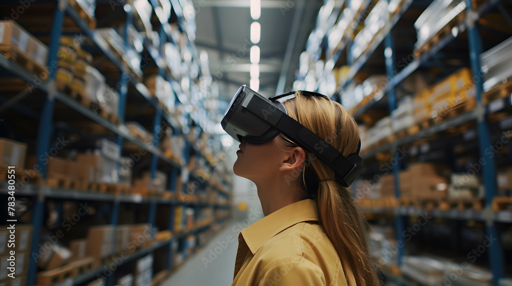 Illustrate a person using augmented reality glasses to navigate through ...