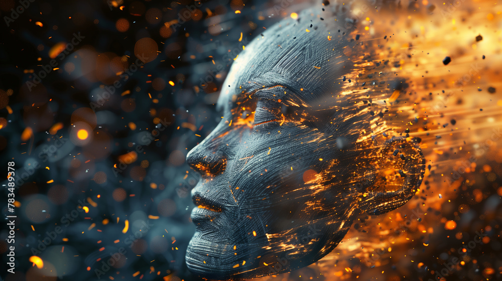 Digital Human Face Representation in Network Particles. A digital mesh ...