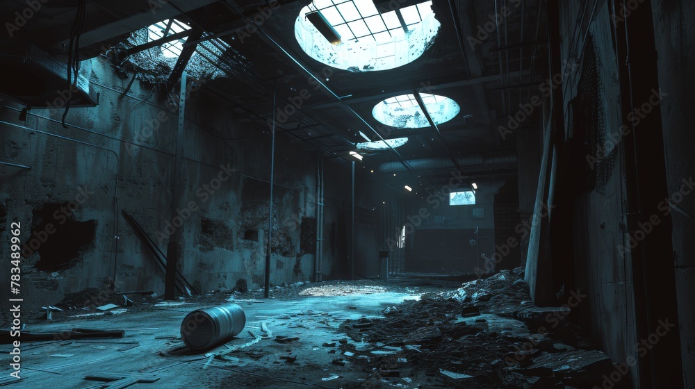 Craft a visually stunning scene that merges dystopian aesthetics with ...