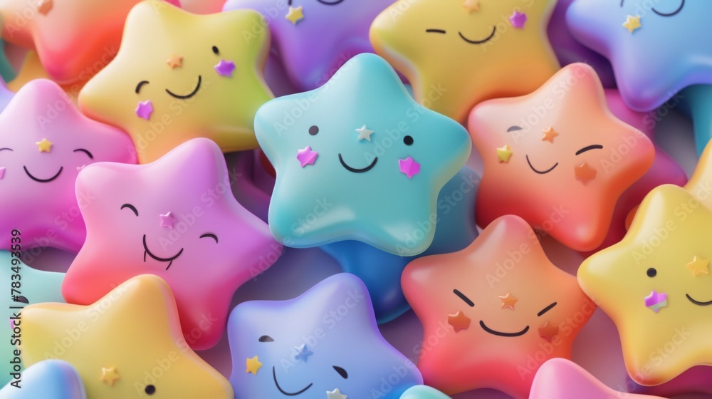 Super cute little star emoticons cover the screen, colorful, realistic ...